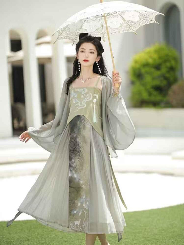 Grey&Blue Modern Hanfu Dress 【墨间云影】 – Yandan_Hanfu