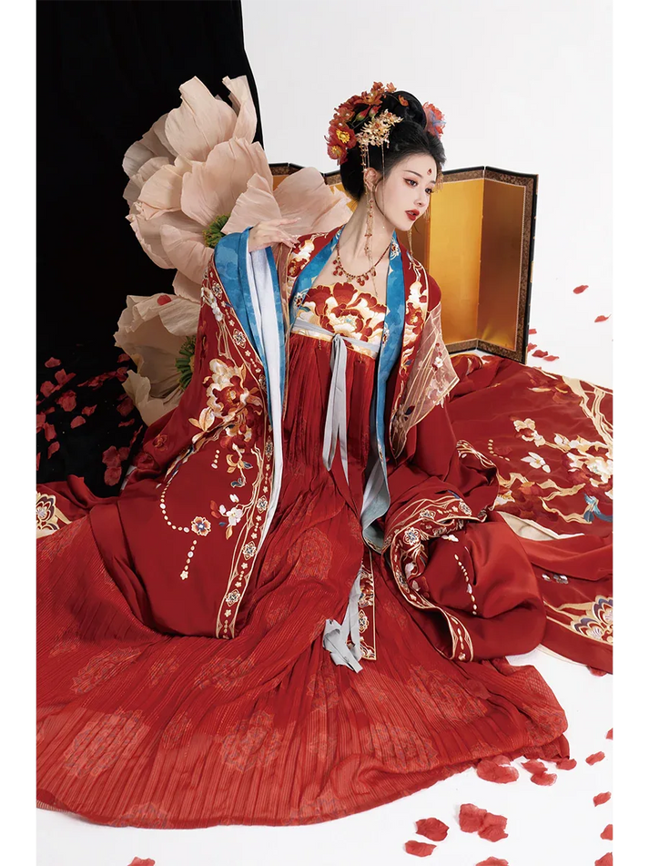 Authentic Tang-Style Bridal Hanfu – Custom Embroidered Red Gown with ...